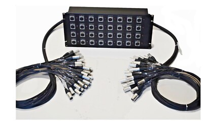 CBI 32 Ear Splitter Box Rack w/5ft Mon 15ft Main Microphone Split Snake ...