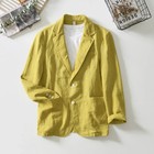Men's Blazer Jacket Solid Slim Casual Business Breathable Cotton Linen ...