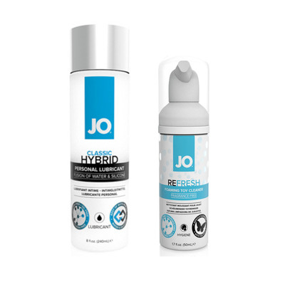 JO Classic Hybrid Original Lubricant 8oz + JO Refresh Foaming Toy ...