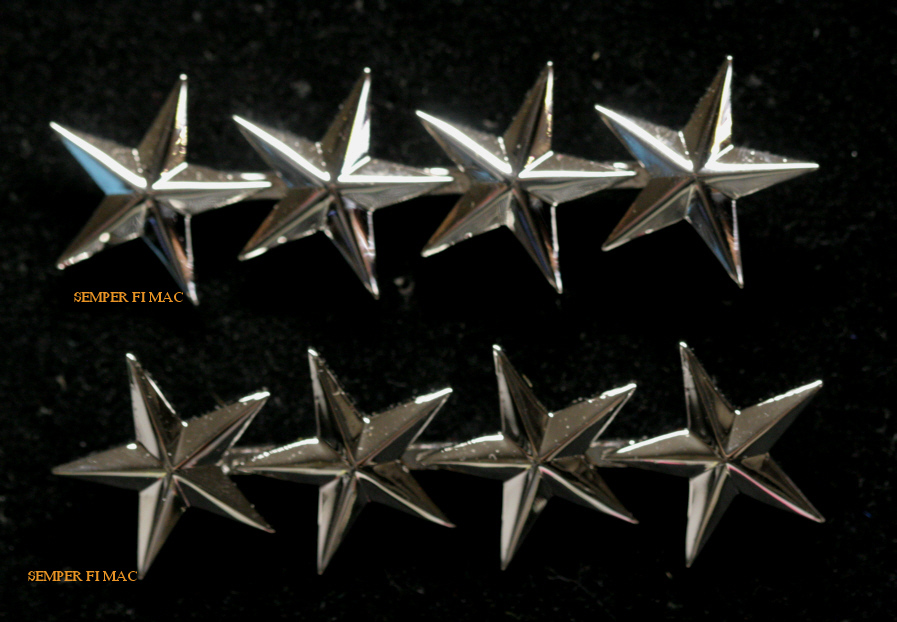 2 TWO REGULATION FOUR STAR GENERAL UNIFORM COAT PIN SET US MARINES O-10 ...