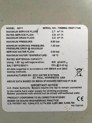 TapWorks AD11 water softener with instructions | eBay UK