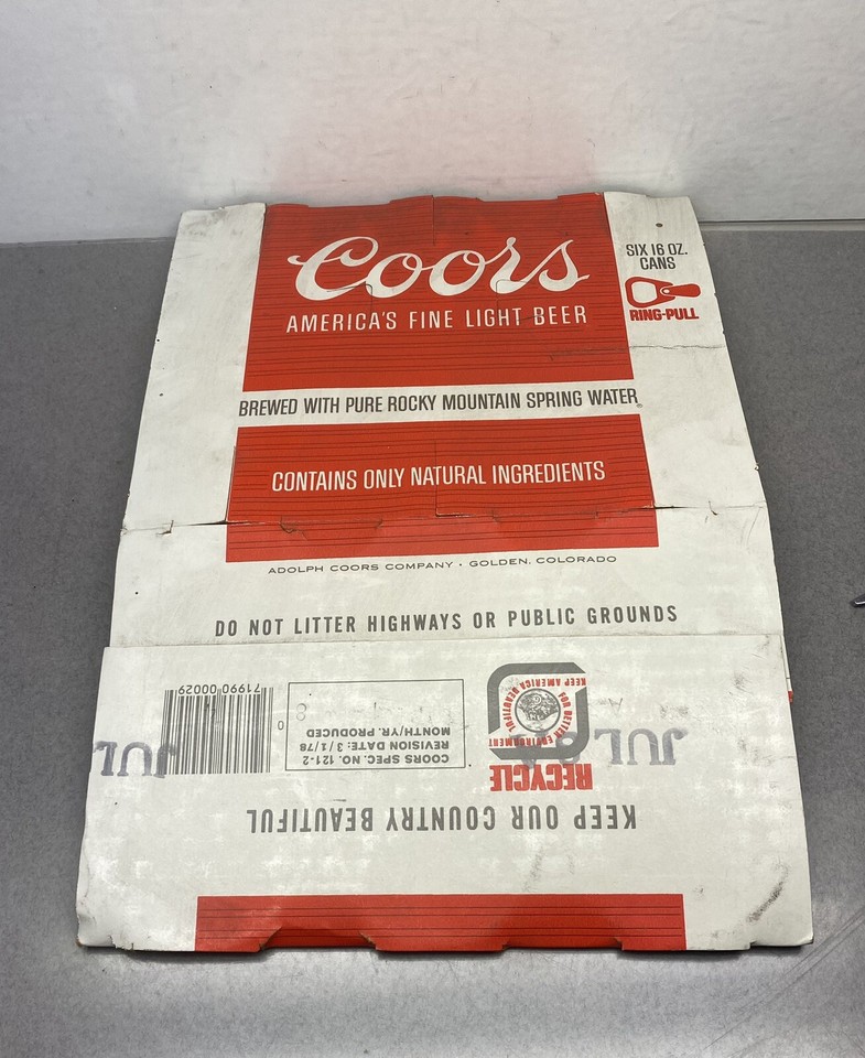 Vintage Coors Six Pack Cardboard Beer Can Carrier Holder | eBay