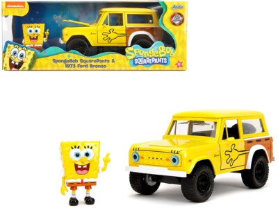 1/24 Jada SpongeBob SquarePants 1973 Ford Bronco with Figure Yellow ...