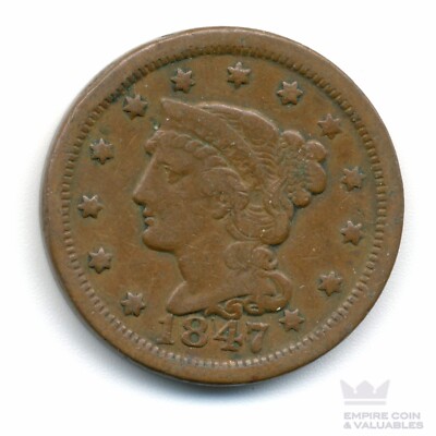 1847 Braided Hair Large Cent 1C *CB | eBay
