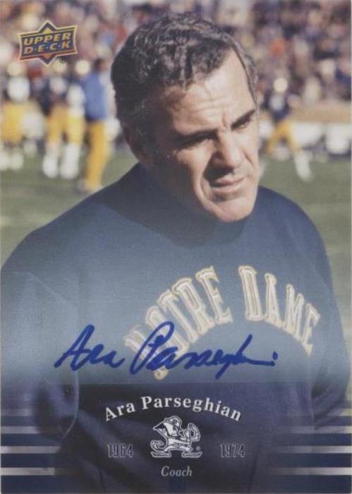 2013 Upper Deck University of Notre Dame - Ara Parseghian #4 Autographs ...