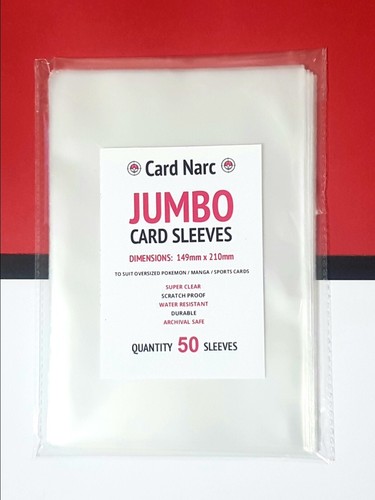 50 x Clear Jumbo Card Protector Sleeves to suit Oversized Pokemon ...