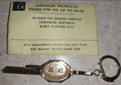 Vintage Uncut 1956 up Chrysler Key Blank Key Chain Dodge Plymouth Mopar ...