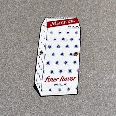 VINTAGE MAYFAIR MILK CARTON DAIRY PORCELAIN SIGN CAR GAS TRUCK OIL ...