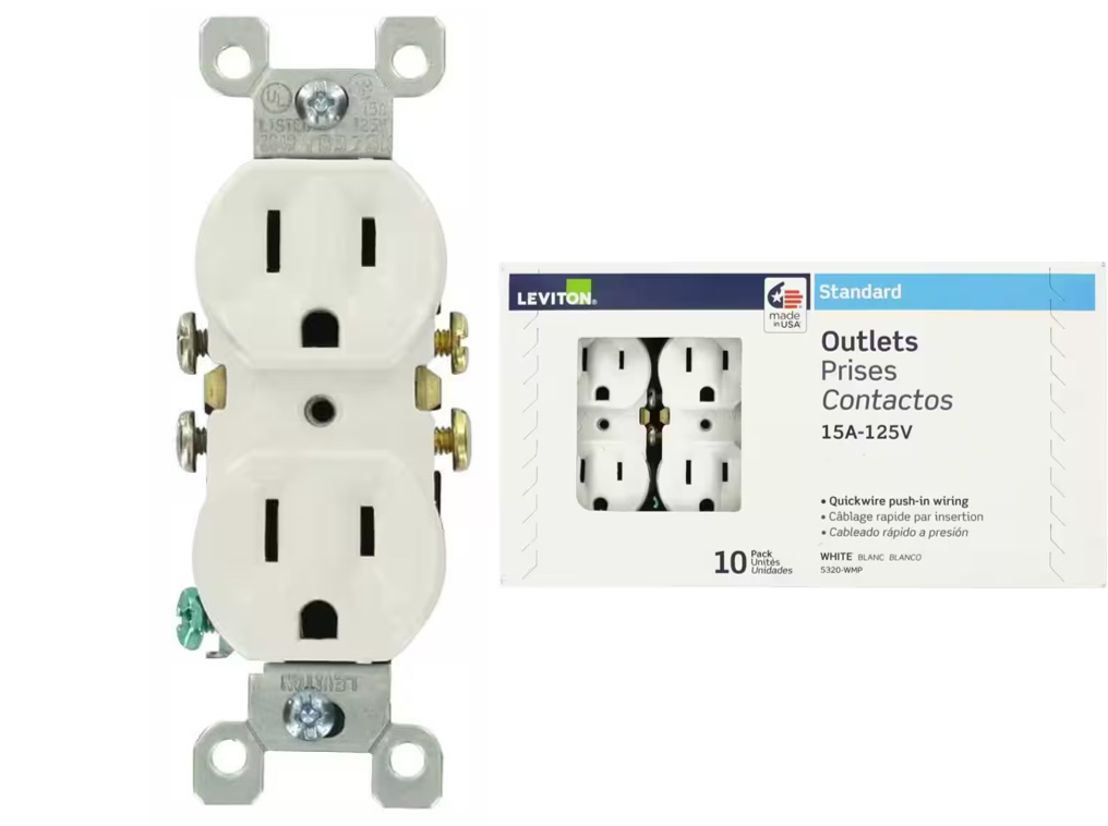 10 Pack Outlets Duplex Residential Receptacle, 15A 125V Grounding ...