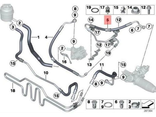 OEM BMW E84 SUV POWER STEERING PRESSURE HOSE 32416794669 NEW NO DUTY TO ...