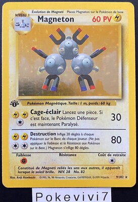 Carte Pokemon MAGNETON 9/102 Holo Set de Base EDITION 1 Wizards FR | eBay