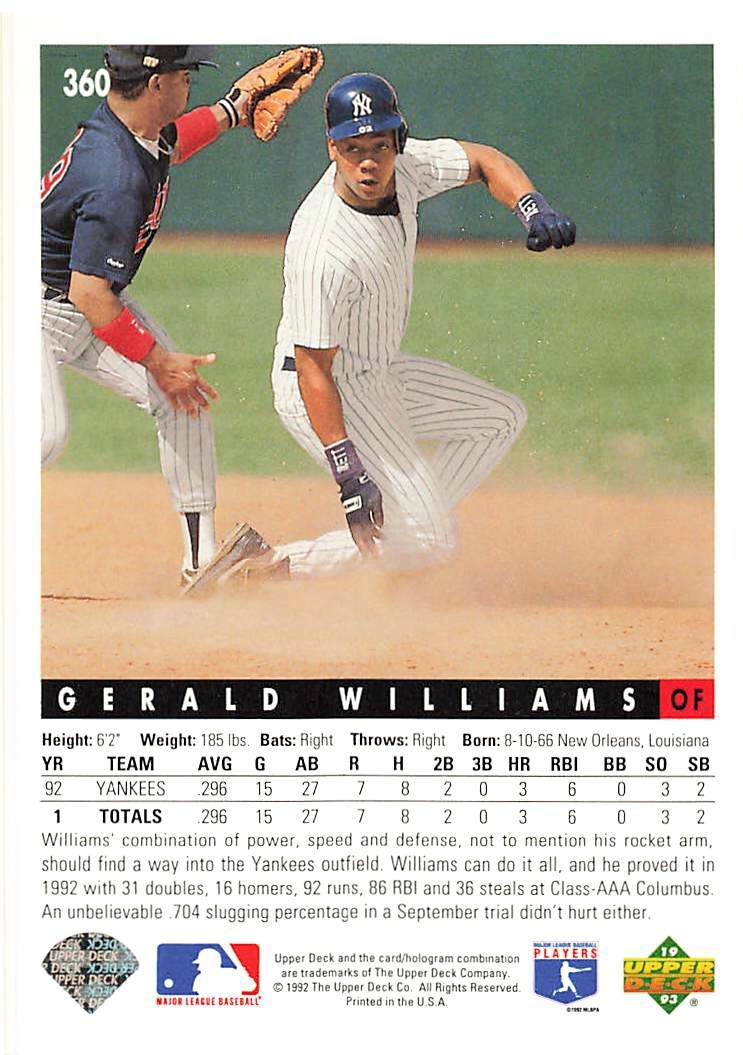 1993 Upper Deck - #360 Gerald Williams for sale online | eBay