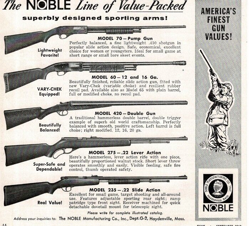 1960 NOBLE MANUFACTURING Model 60 70 420 Shotgun 235 275 Rifle Vintage ...