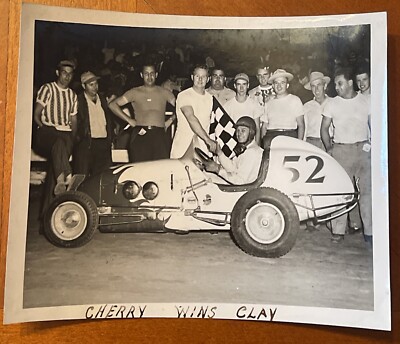 1940s Indiana Midget Racing 4x5 Photo, Tom Cherry Wins, Checkered Flag ...