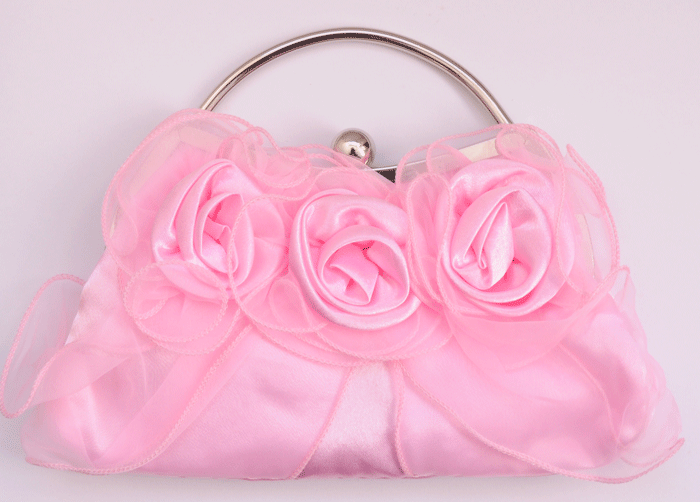 UK flower satin lace evening clutch wedding prom bridal bag purse ...
