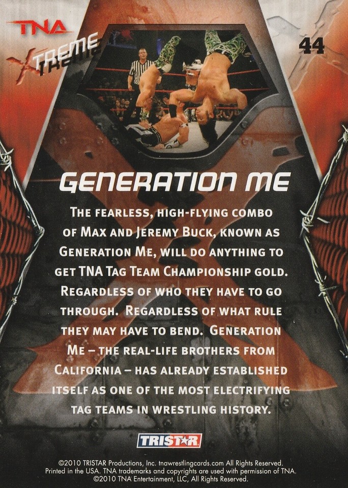 Generation Me 2010 Tristar TNA Xtreme #44 RC Nick Matt Jackson Young ...