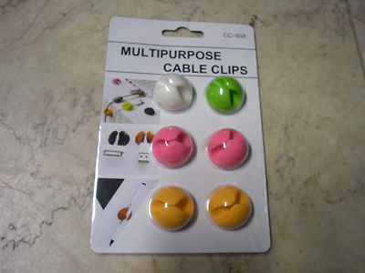 4 X 6PK Fashion Multi-Purpose Cable Clips Adhesive Cable Organizers for ...
