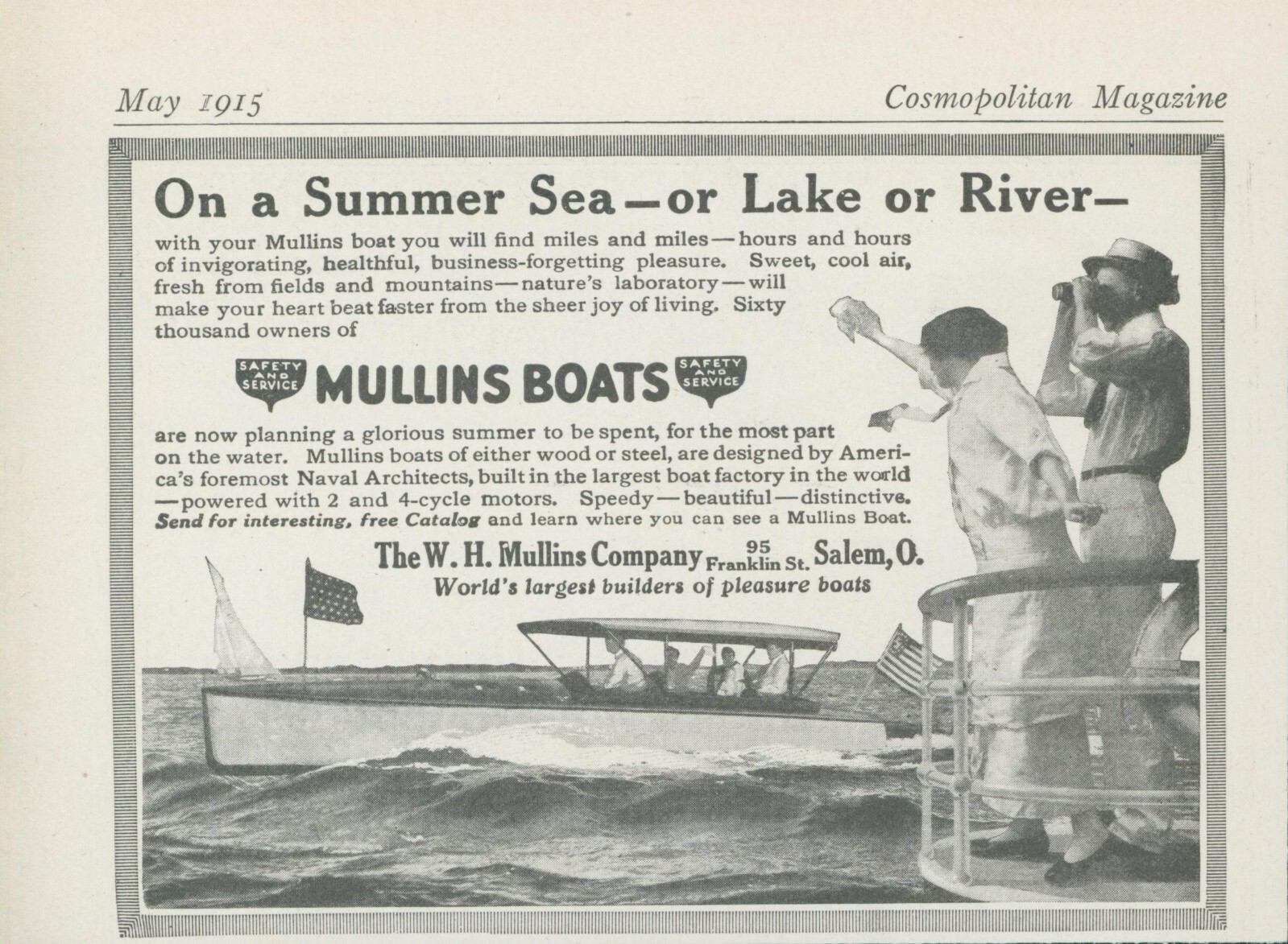 1915 Mullins Boats Summer Pleasure Sailing Outfits Vintage Print Ad CO1 ...