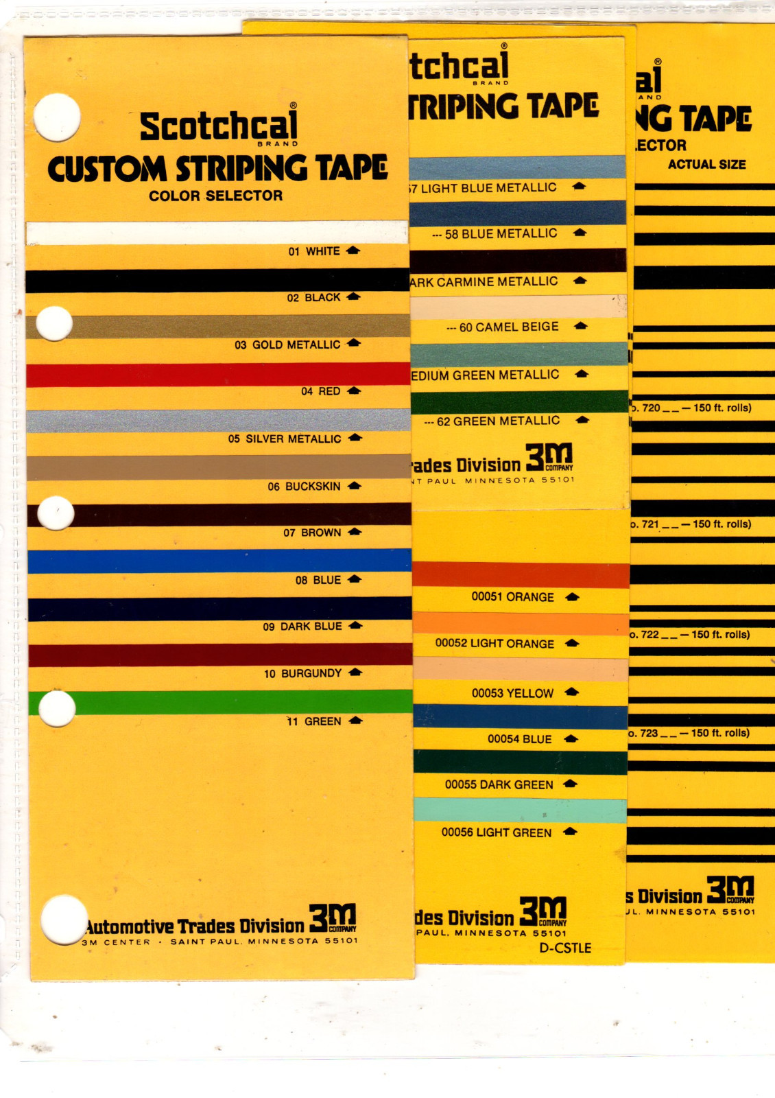 SCOTCHCAL CUSTOM STRIPING TAPE COLOR CHART CHART & GUIDE | eBay