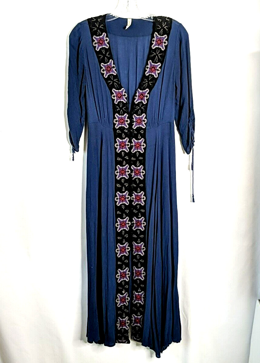 Free People Embroidered Border Dress Duster Maxi Size… - Gem