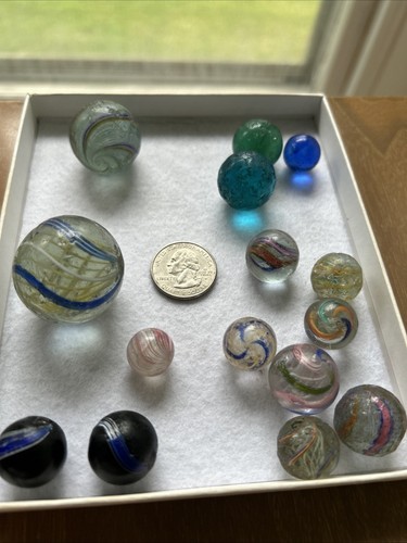 15 Colorful Antique Handmade German Swirl Marbles Lot Wounded Warriors ...