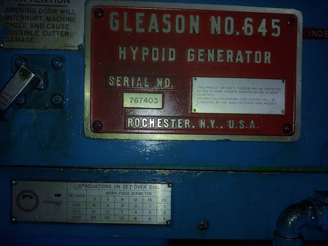Gleason Model 645 Hypoid Gear Generator, Tooling, Nice Running Machine ...