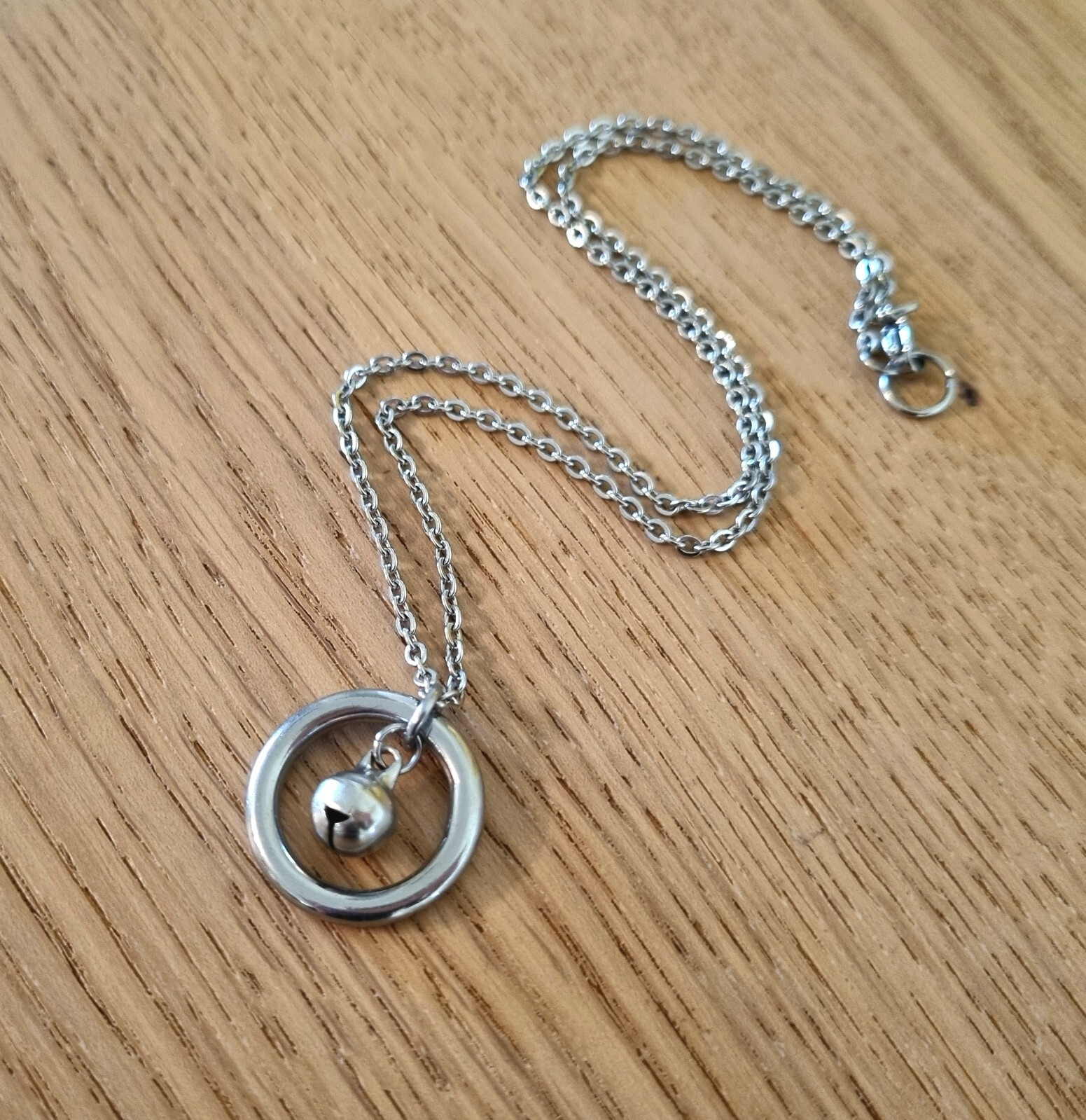 Eternity Bell Necklace BDSM Discreet Day Collar O-ring stainless steel ...