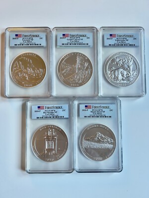 2010 PCGS SP70 First Strike 5 oz America The Beautiful ATB 5 coin set ...
