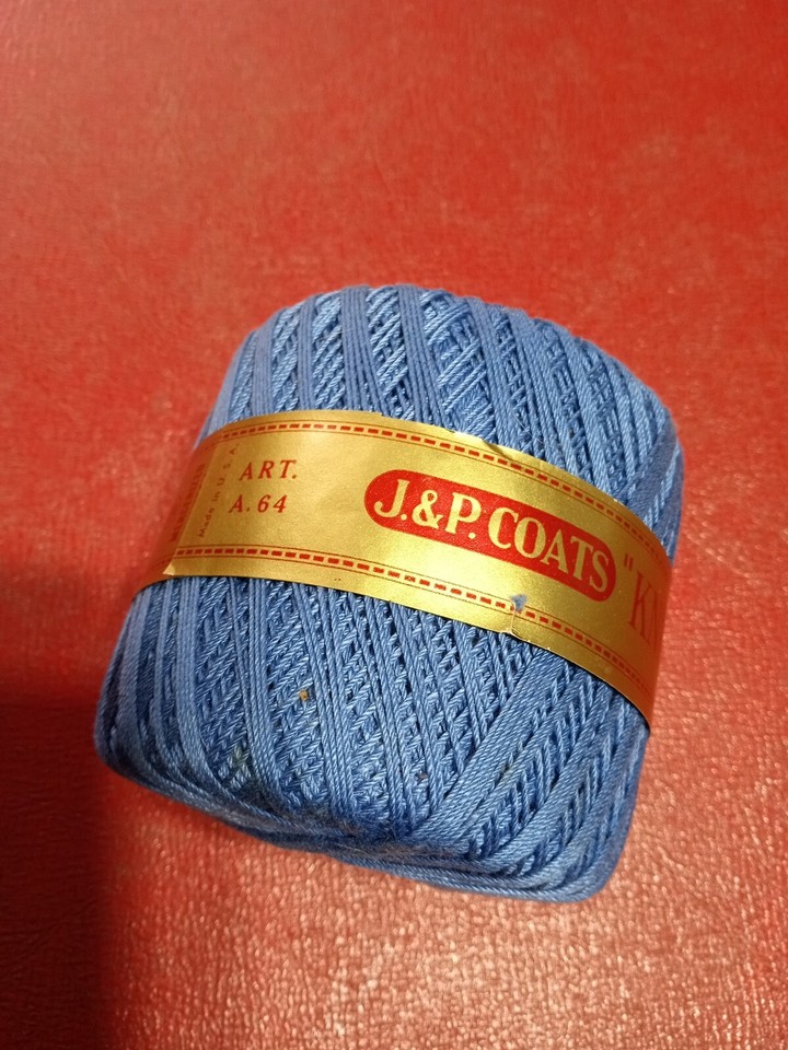 VTG J & P Coats Knit-Cro-Sheen Boilfast #70 Blue `175 yards Mercerized ...