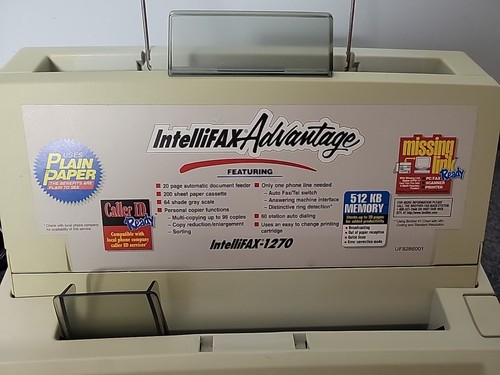 Brother IntelliFax 1270 Facsimile Fax Machine w/Handset & Extra Print ...