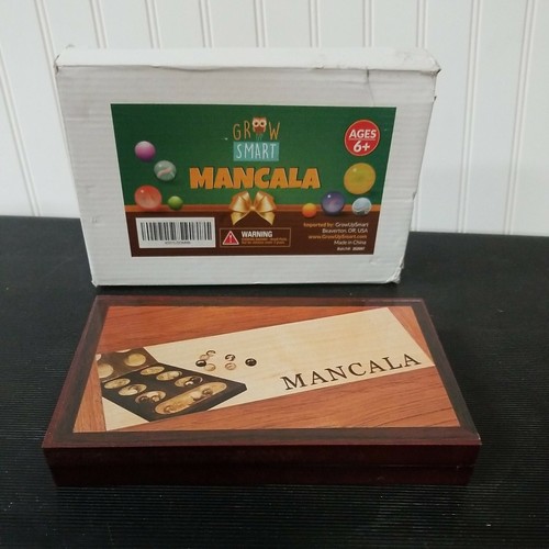Mancala Board Game Set by GrowUpSmart with Dark Folding Wooden Board ...