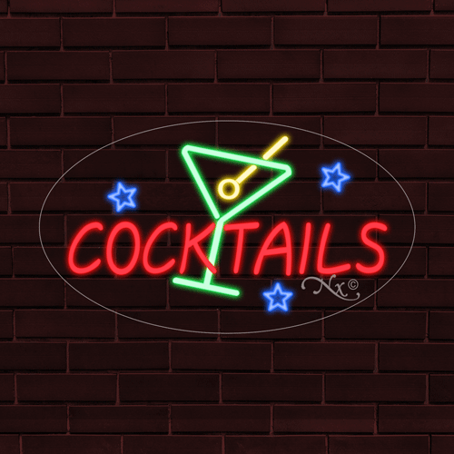 NEW "COCKTAILS" OVAL w/LOGO 28x16x1 INCH LED FLEX WINDOW/WALL INDOOR ...