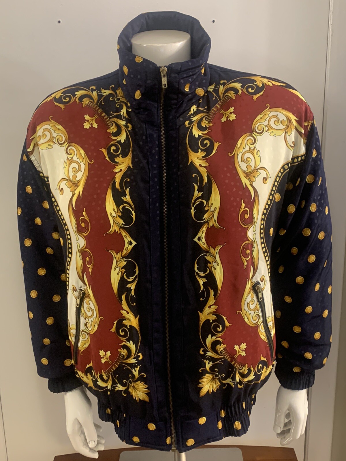 VINTAGE GALLERY DOWN FULLZIP PUFFY JACKET BLUE/MULTI … - Gem