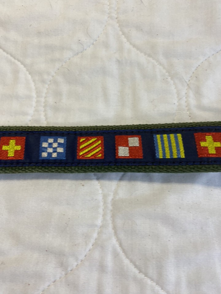 Men’s Skippers Belt Canvas Leather Size 36 Nautical Flags Preppy | eBay