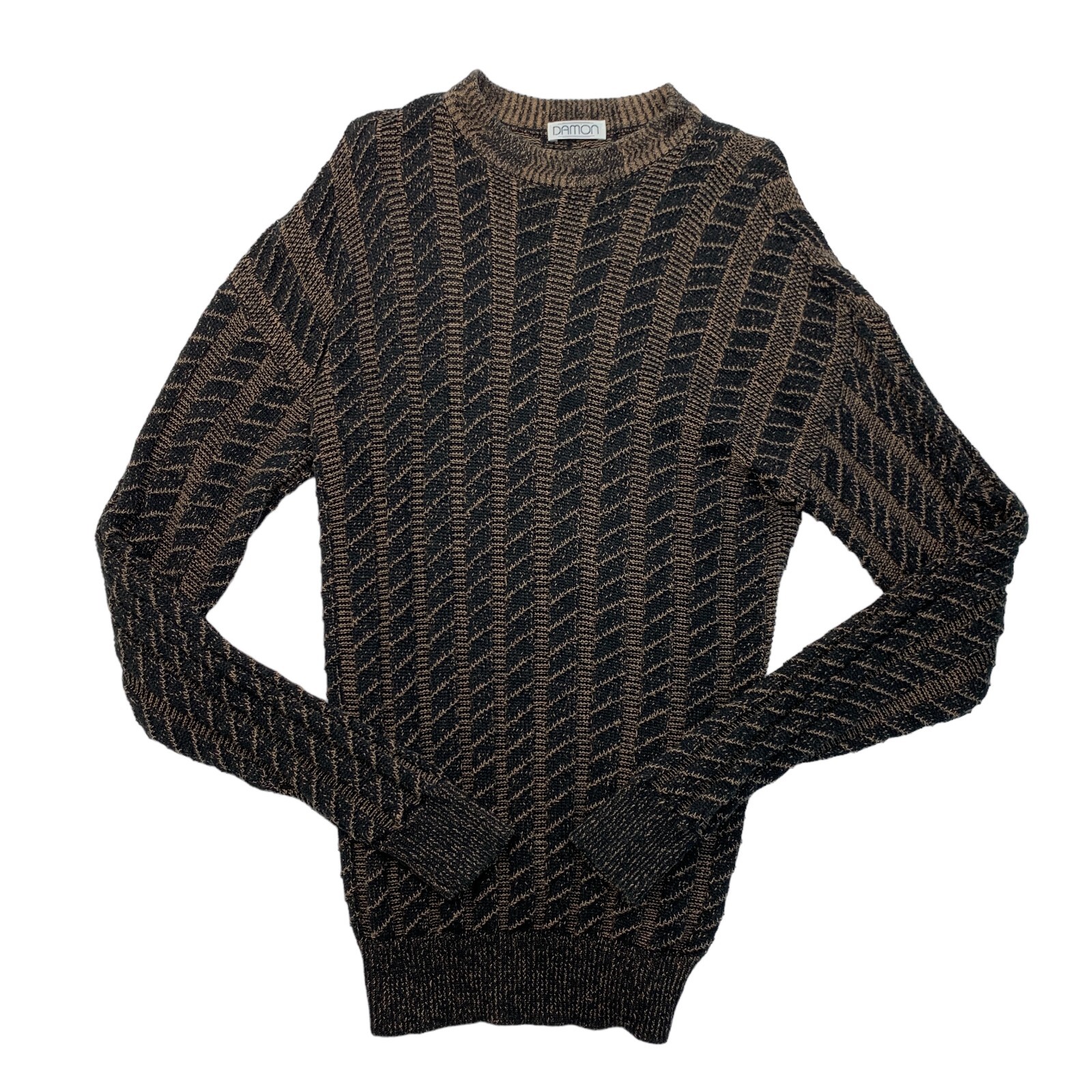 Vintage Damon Sweater Mens XLT Tall Marled Black Brown Linen Cotton ...