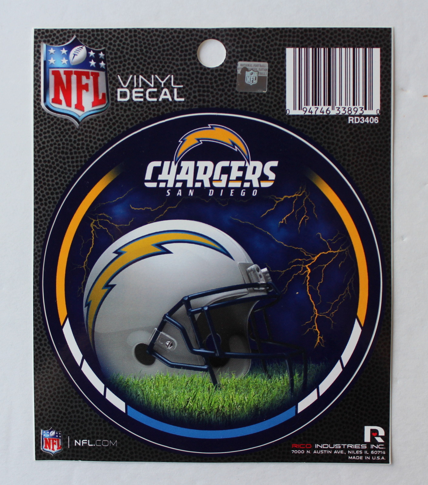 NFL Licensed Chargers "Bolt" Round Decal Window Sticker Football Game ...