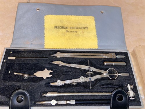 Vintage BRUNING GERMANY Drafting Kit 1528 In Case 8 pc D.B.G.M Fast ...