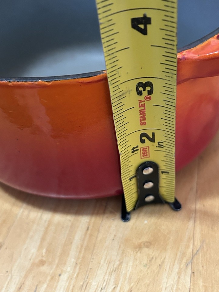LE CREUSET Flame Orange Enamel Cast Iron Round Dutch Oven 2 Qt France ...