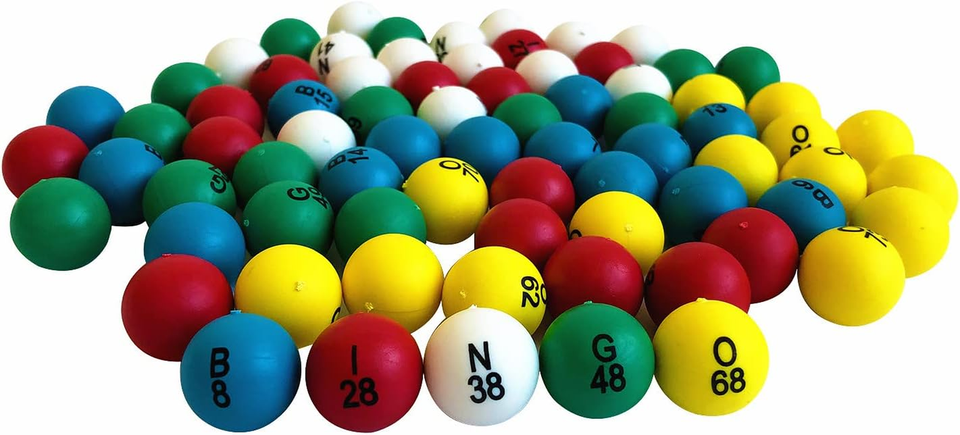 7/8 Inch Bingo Balls for Jumbo Cages and Boards, Easy Read, 75 Count ...