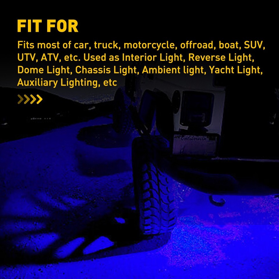 4 Pods Blue LED Rock Lights Car UTV Underglow Bright Underbody Neon ...