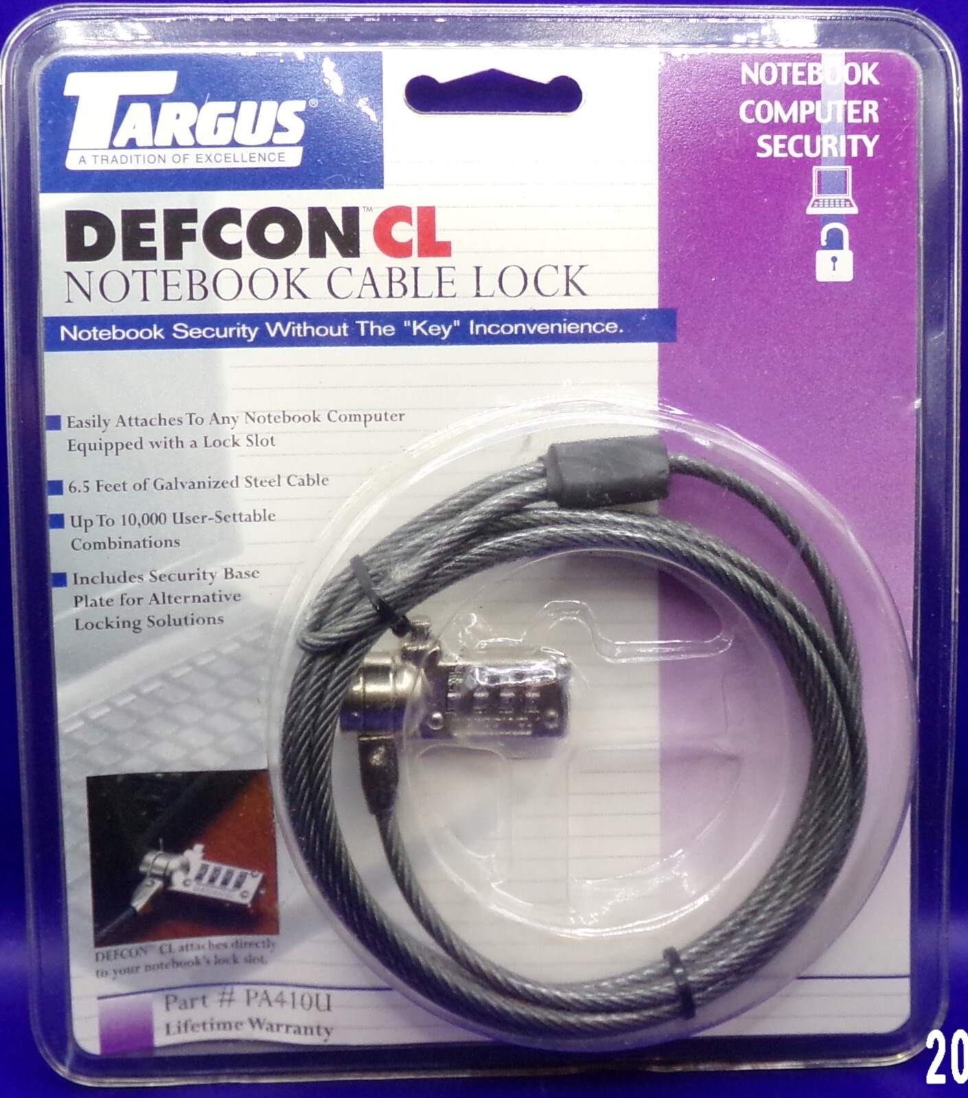 Laptop Notebook Cable Lock TARGUS DEFCON CL 6 1/2 Ft Galvanized Steel ...