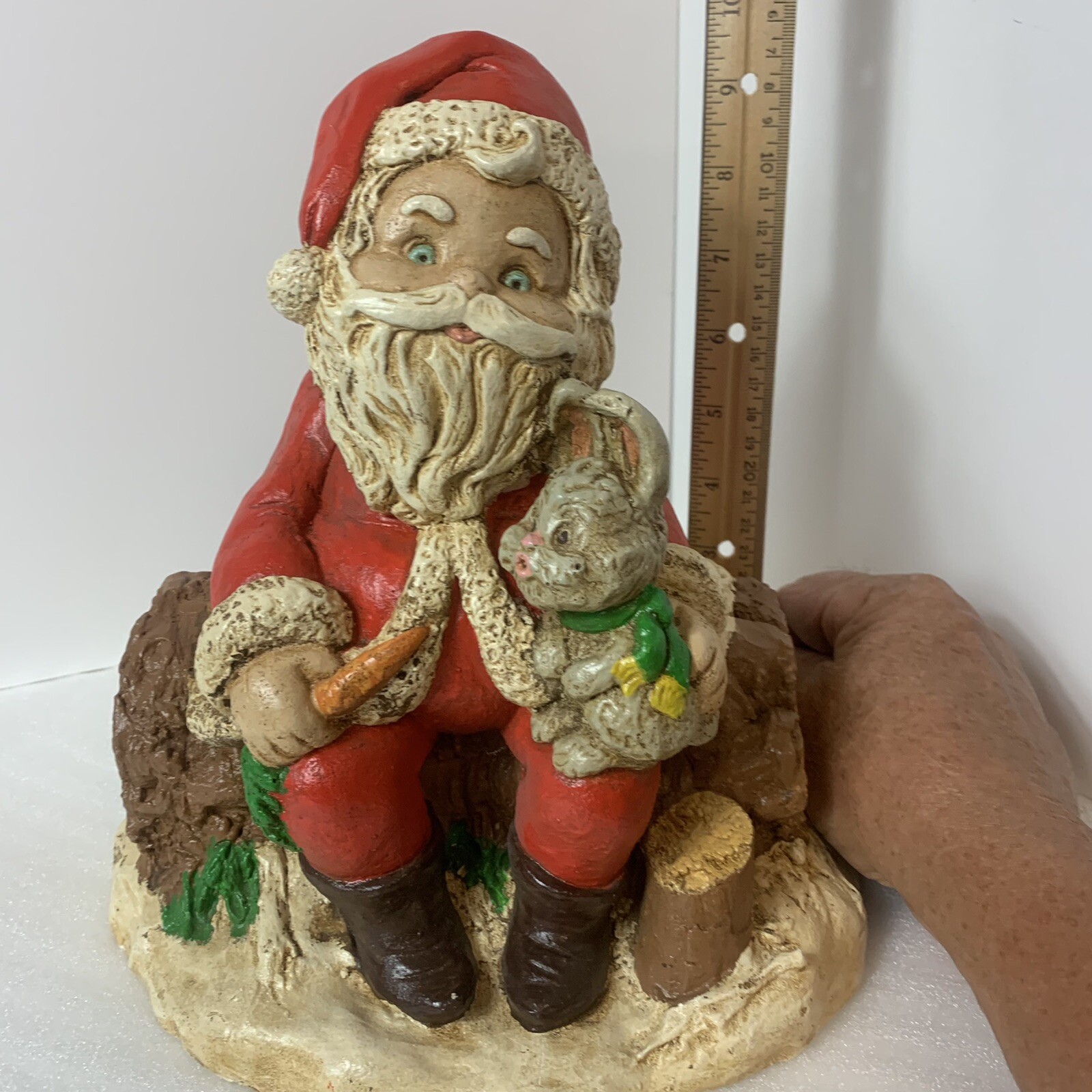 Santa Claus Easter Bunny Sitting On Log Carrot Carol Rardon Christmas ...