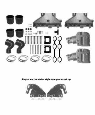 MerCruiser V6 One-Piece Exhaust Manifold riser Conversion 4.3 elbow kit ...