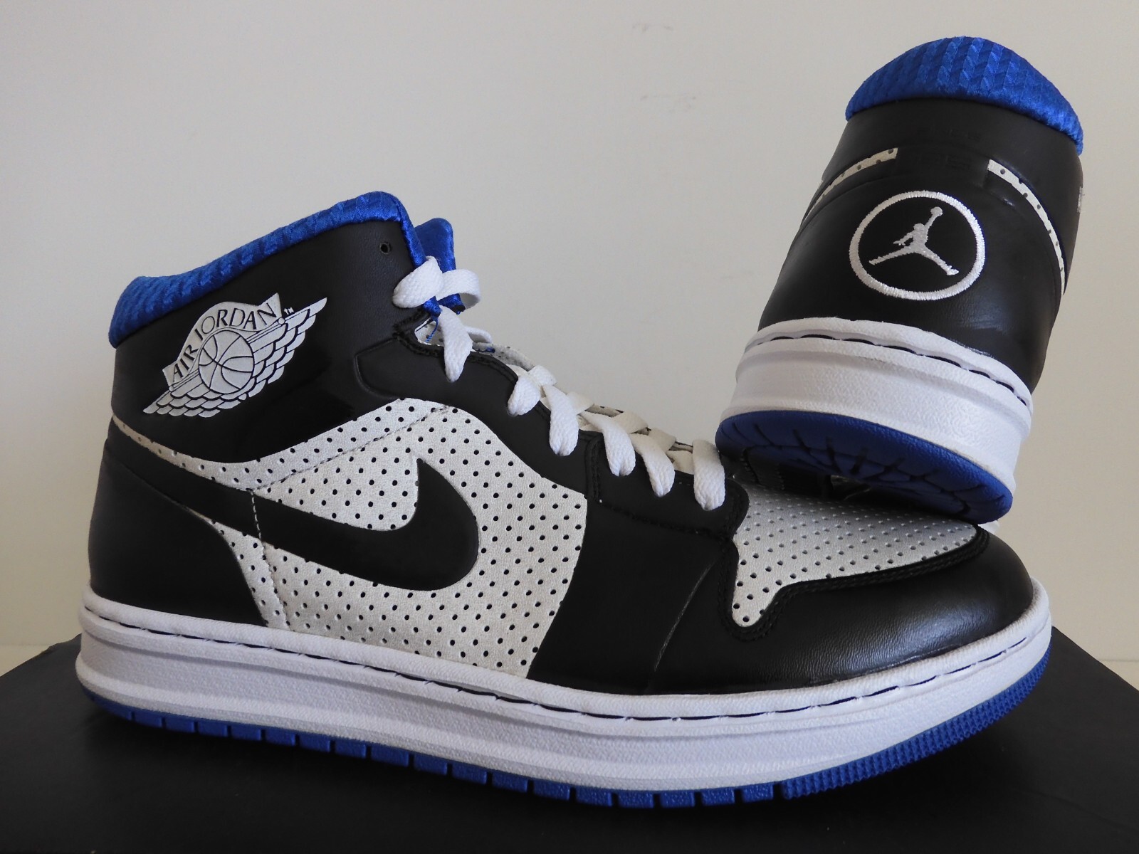 NIKE AIR JORDAN ALPHA 1 ID BLACK-WHITE-BLUE SZ 9.5 [407034-993] | eBay
