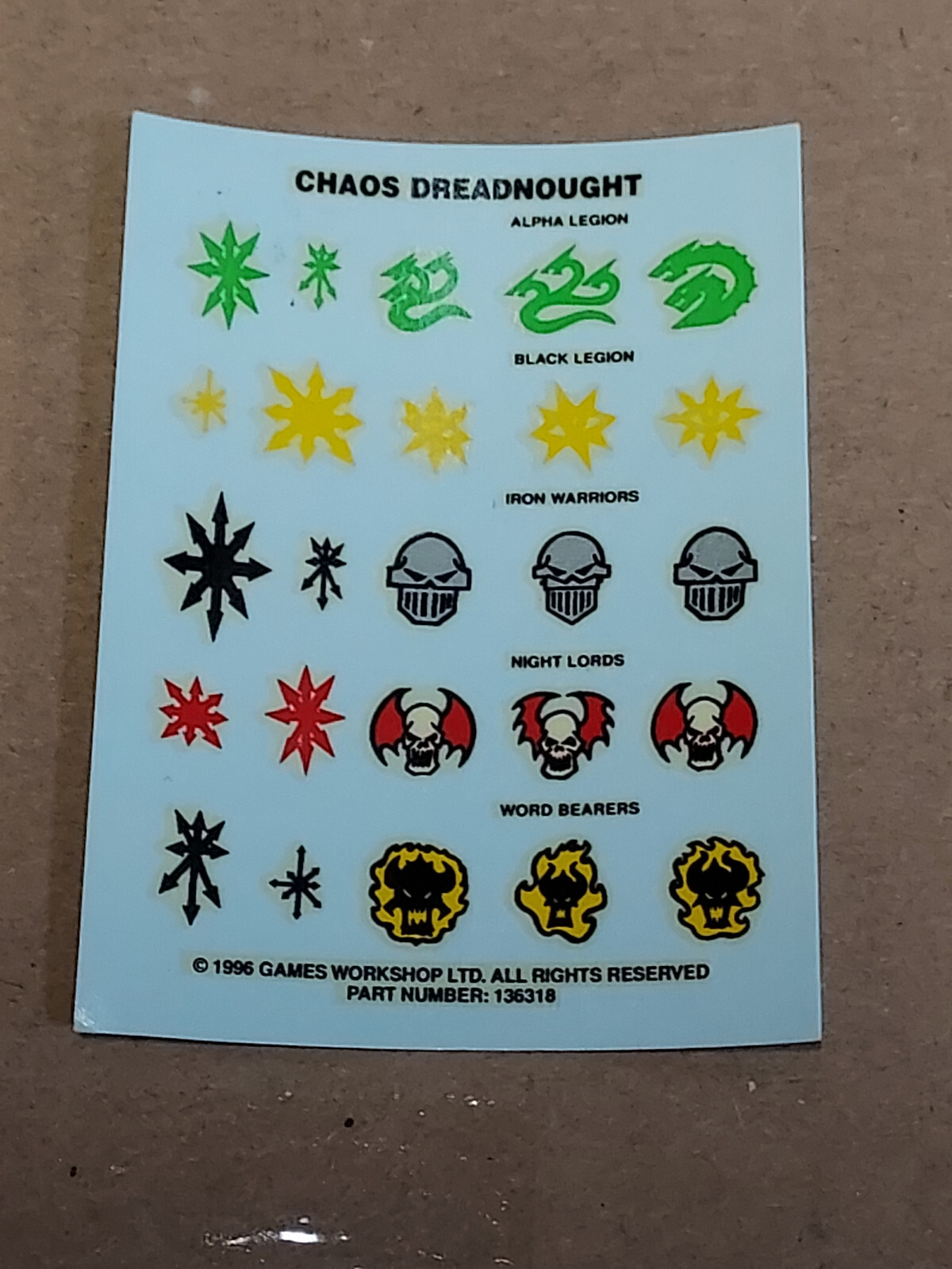 Warhammer 40k Chaos Space Marines Dreadnought Decals Transfers Full ...