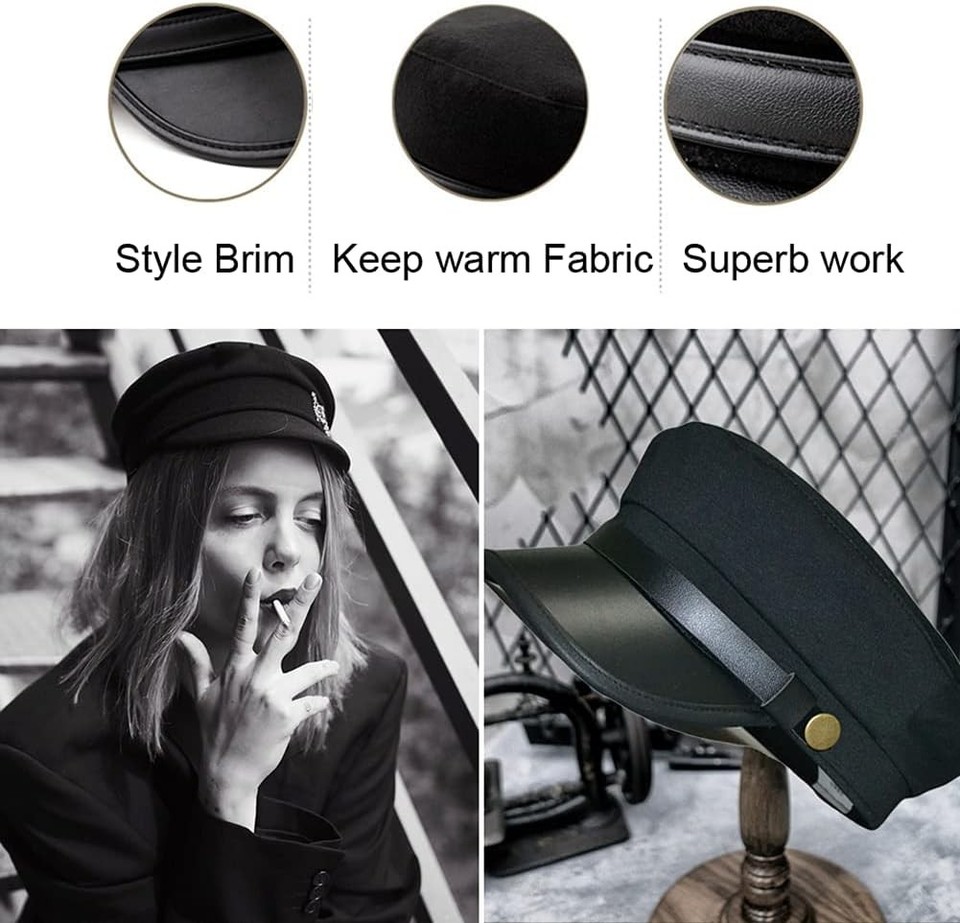 Elandy Black Men and Women Chauffeur Hat Driver Costume Hats Captain ...