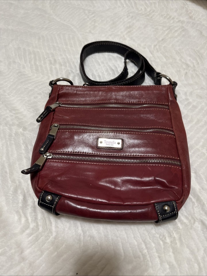 Tignanello red leather crossbody handbag | eBay