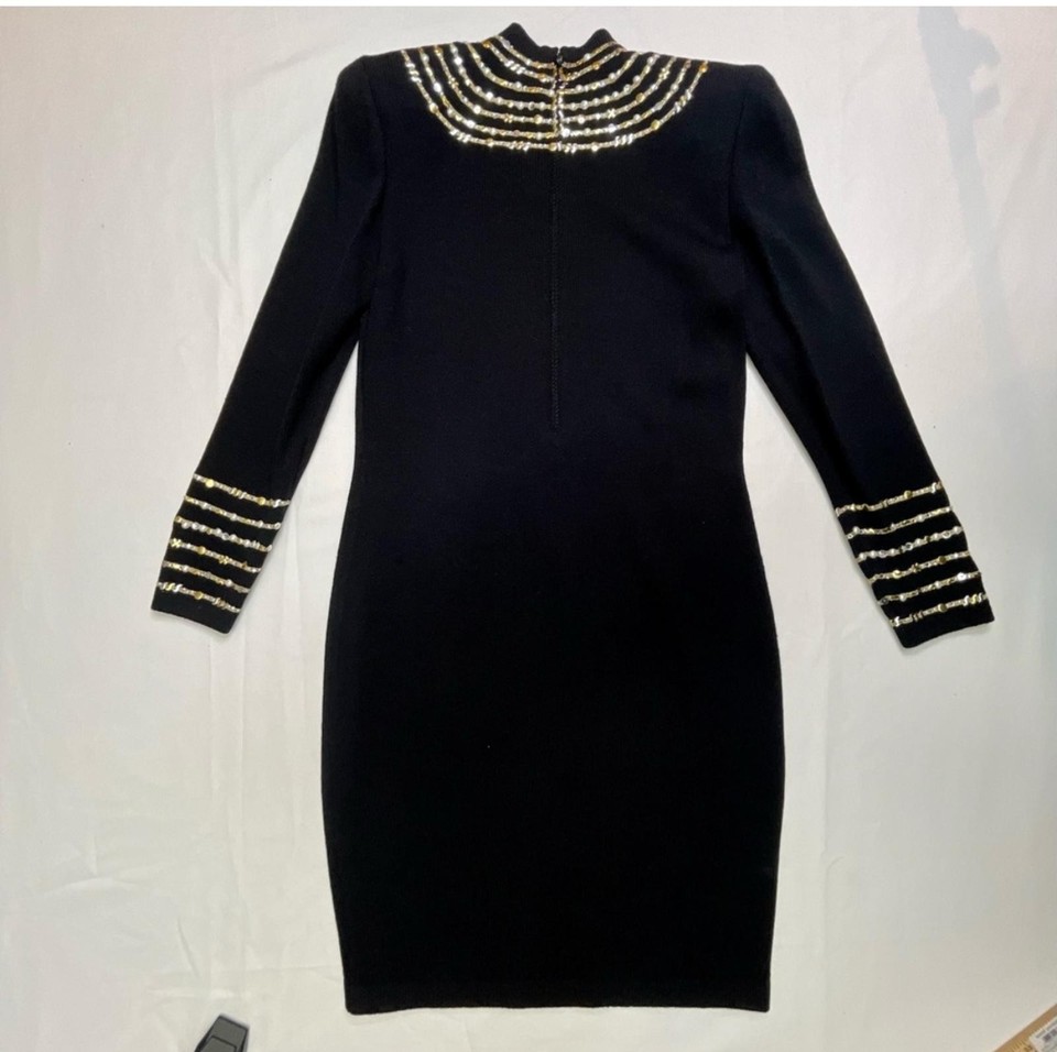 Vintage St. John by Marie Gray Black Long Sleeve Knit Dress - Size 2 | eBay