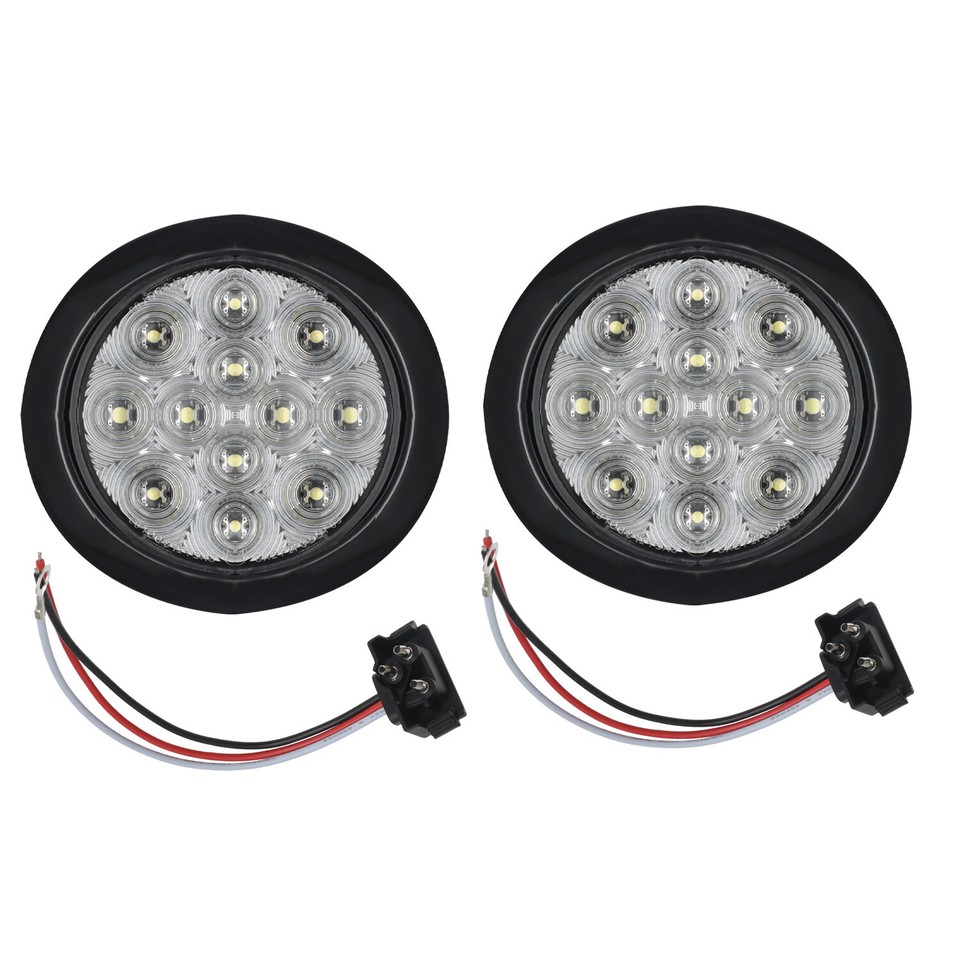 2Pcs 4 inch 12V Clear Lens Round LED Reverse Indicator Lights for Truck ...