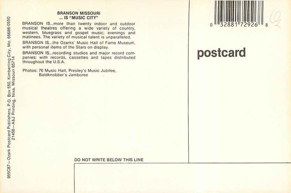 Postcard 5 Views of Branson Music Shows, Branson, Missouri | eBay